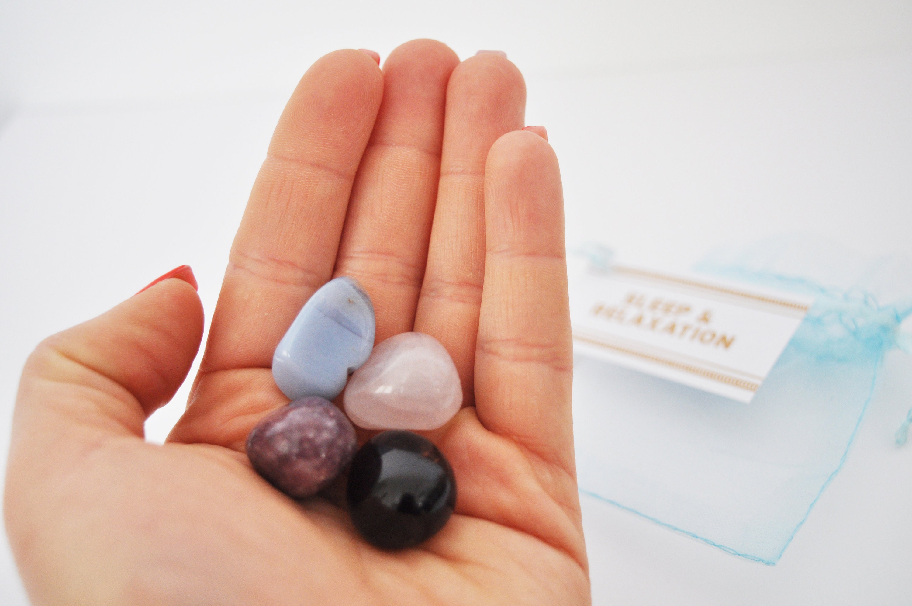 Sleep & Relaxation Crystal Set / Meditation Gemstone Set in Gift Bag ...
