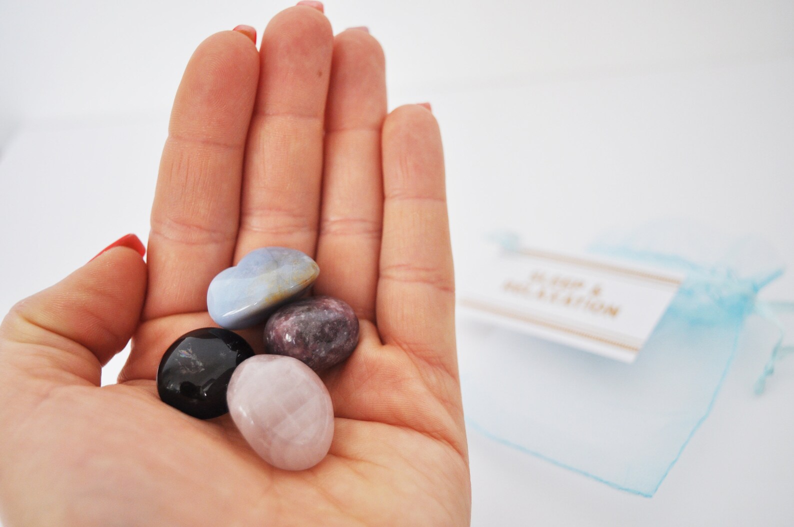 Sleep & Relaxation Crystal Set / Meditation Gemstone Set in Gift Bag ...