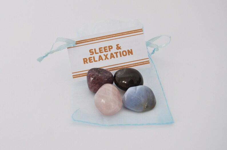 Sleep & Relaxation Crystal Set / Meditation Gemstone Set in Gift Bag ...