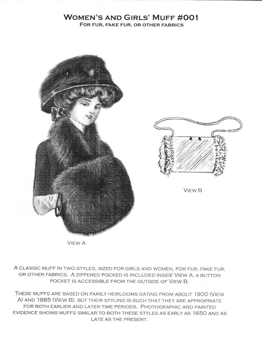 Fur Hand Muff Sewing Pattern, Forever Timeless Patterns, New & Unused ...