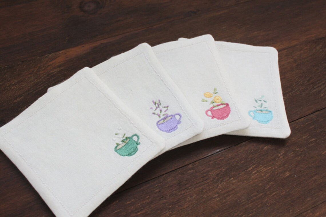 Set of 4 ITH In-the-hoop Coaster Machine Embroidery File - Etsy