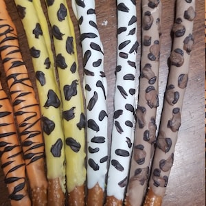 Zoo Animals Zebra Lepard Tiger Cheetah Chocolate Covered Pretzel Rods ...