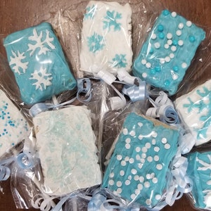 Frozen Winter Snowflake Icicle Chocolate Covered Rice Krispies Party ...