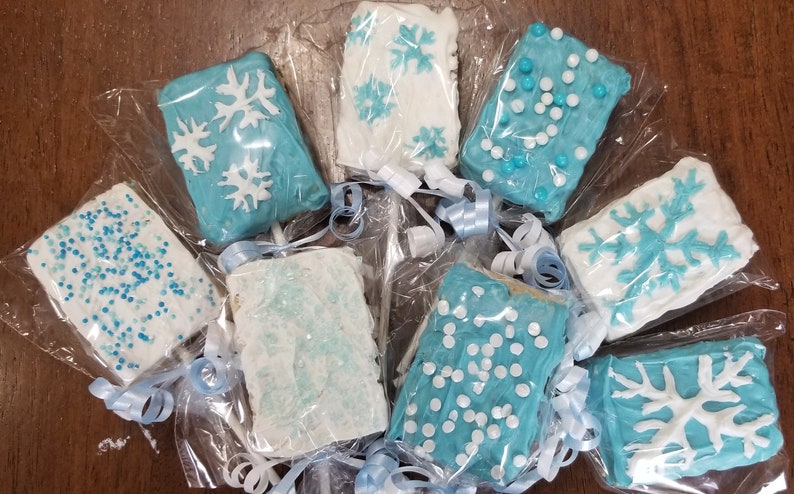 Frozen Winter Snowflake Icicle Chocolate Covered Rice Krispies Party ...