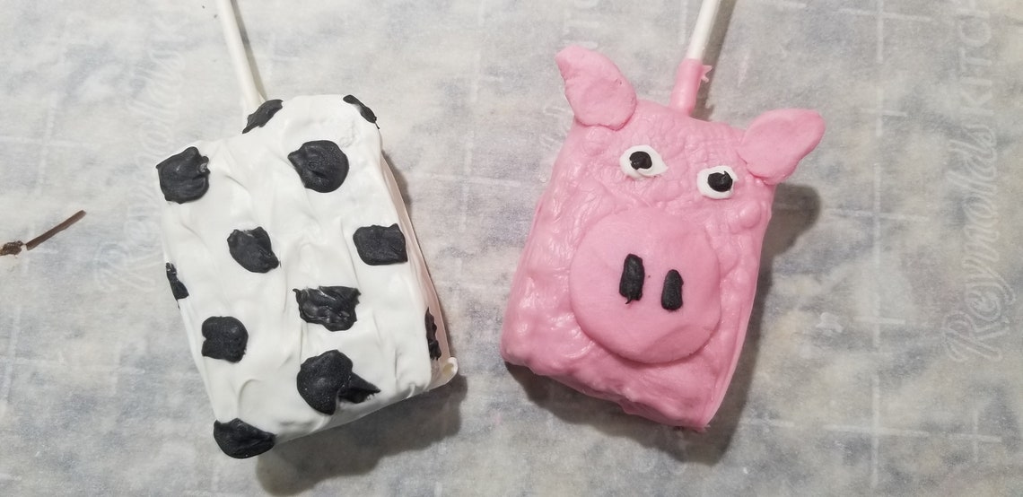 Farm Animals Cow Pig Chocolate Covered Rice Krispies - Etsy