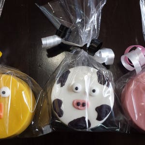 Farm Animals Chicken Cow Pig Chocolate Covered Cookies - Etsy