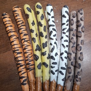 Zoo Animals Zebra Lepard Tiger Cheetah Chocolate Covered Pretzel Rods ...