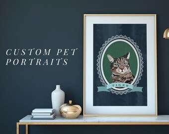 Digital pet portrait | Etsy