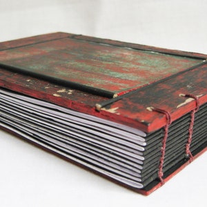 Rustic Journal, Artist Book, Black Drawing Sketchbook, Red Green Black ...