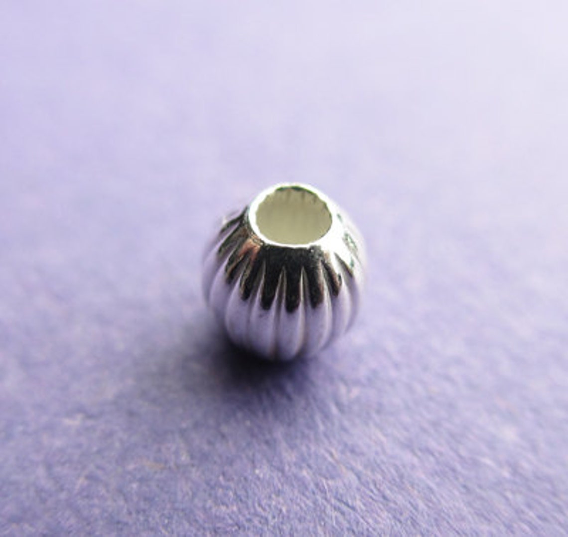 New 4mm 925 Sterling Silver Corrugated Round Spacer Beads Etsy Uk