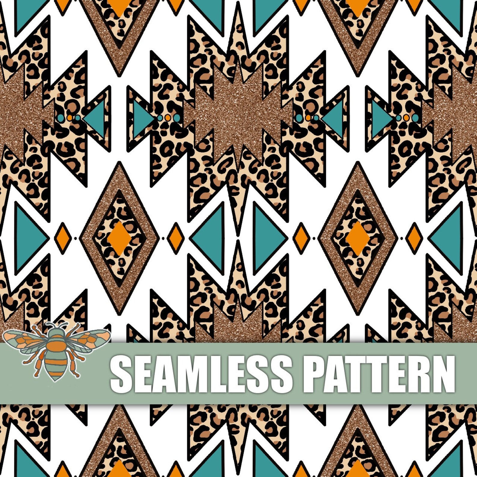 Western Aztec Leopard Seamless Design - Etsy