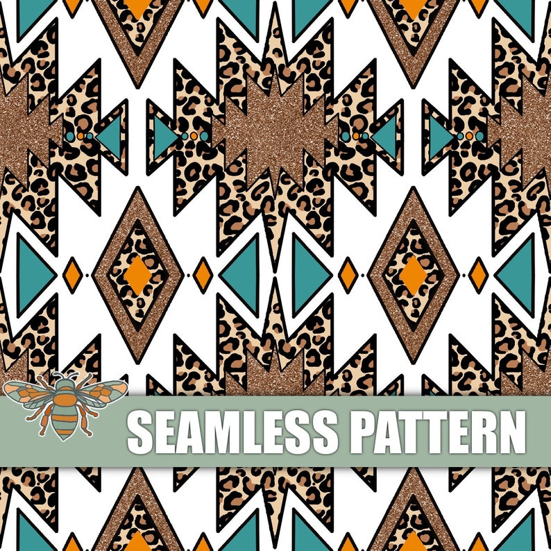 Western Aztec Leopard Seamless Design - Etsy