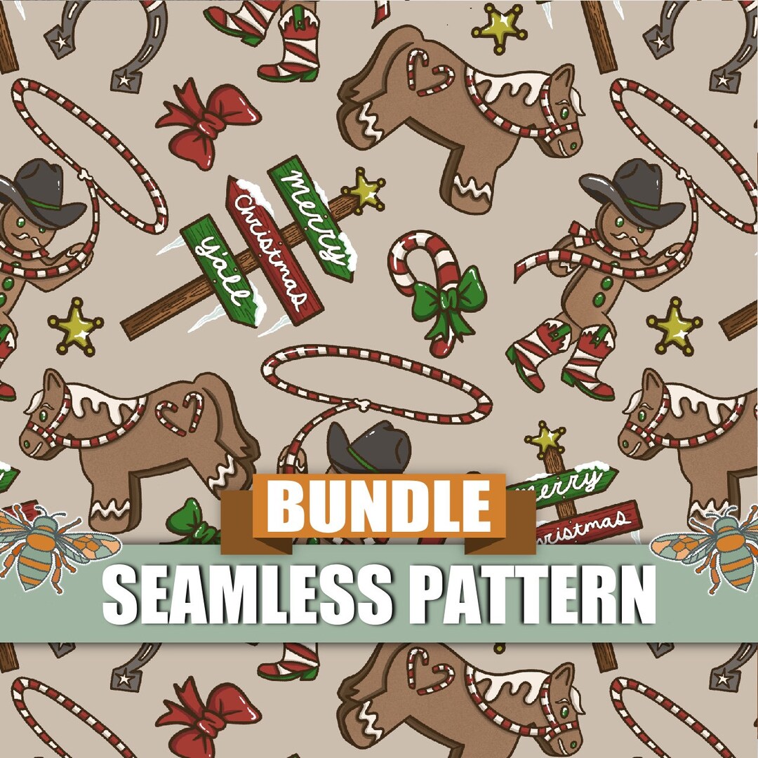 Western Christmas Seamless & PNG Bundle | Seamless Patterns ...