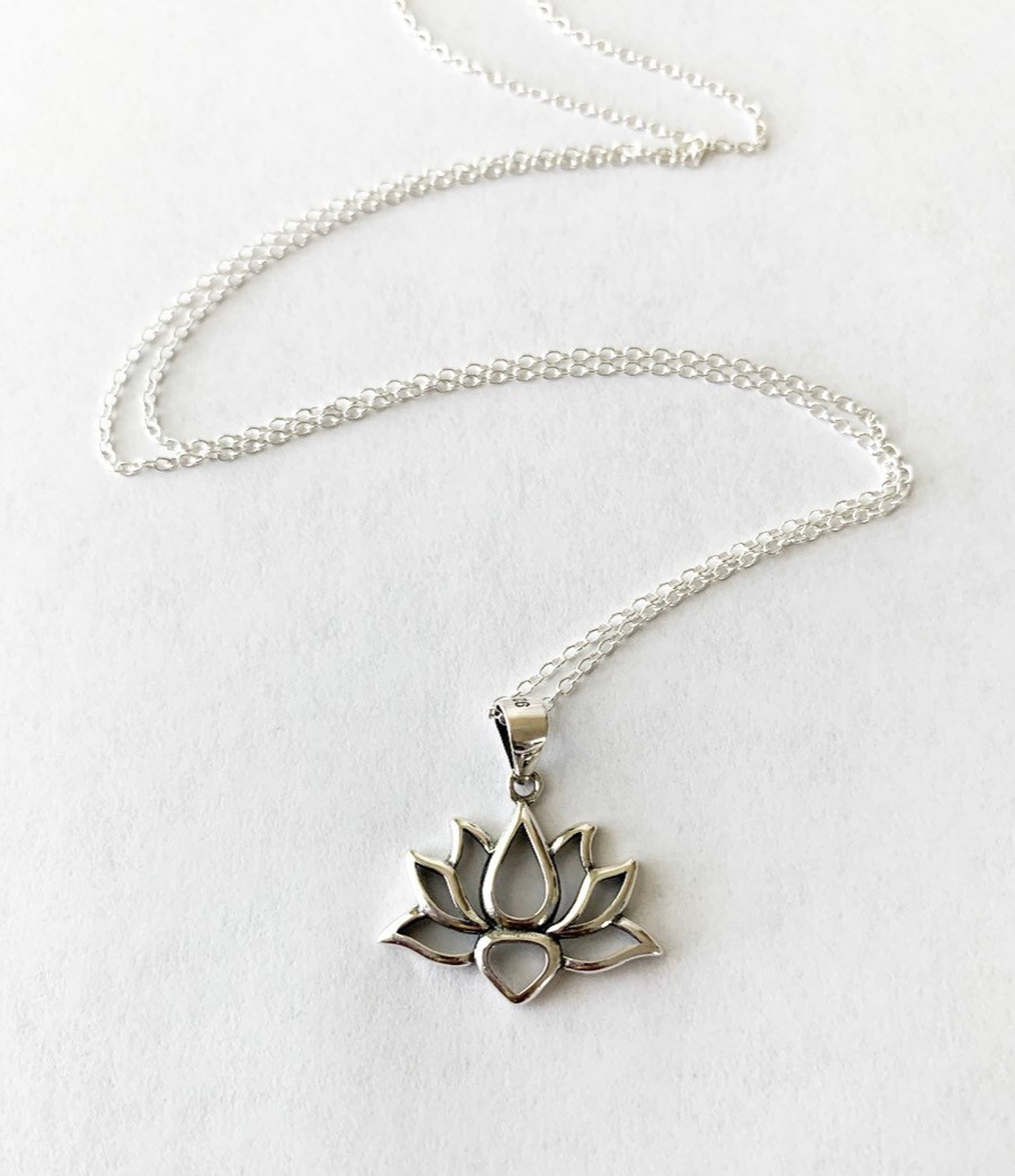 Sterling Silver Lotus Flower Necklace - Etsy