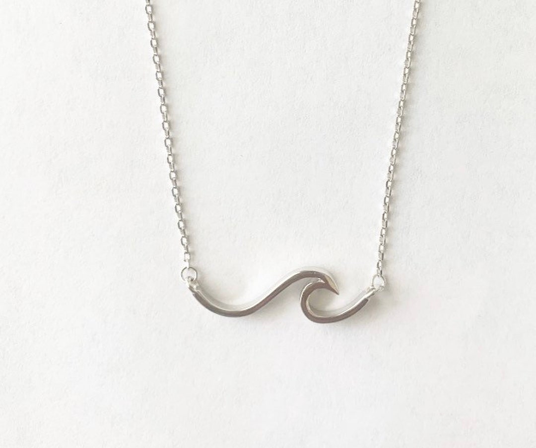 Sterling Silver Wave Necklace - Etsy