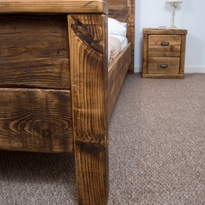 The York Bed Frame Chunky Reclaimed Pine Wood With Footboard All Sizes ...