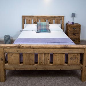 The Windsor Bed Frame Chunky Reclaimed Pine Wood With Footboard All ...