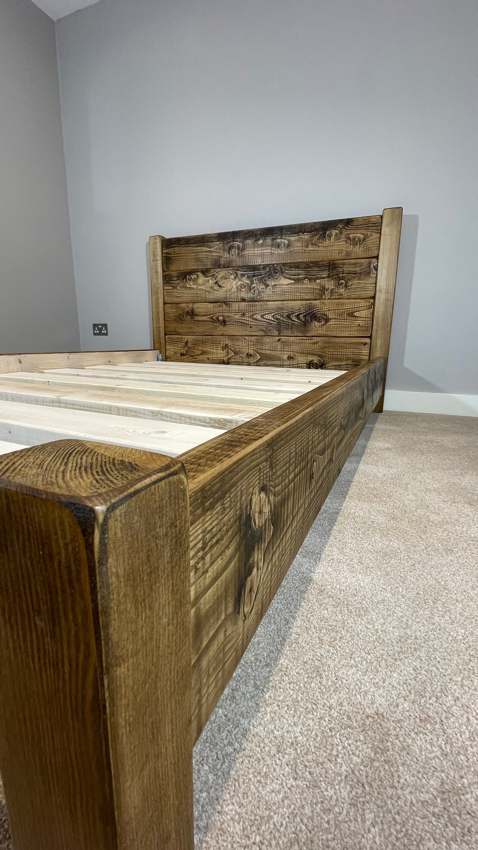 The Hackney Bed Frame Solid Rustic Pine Wood With Headboard All Sizes ...