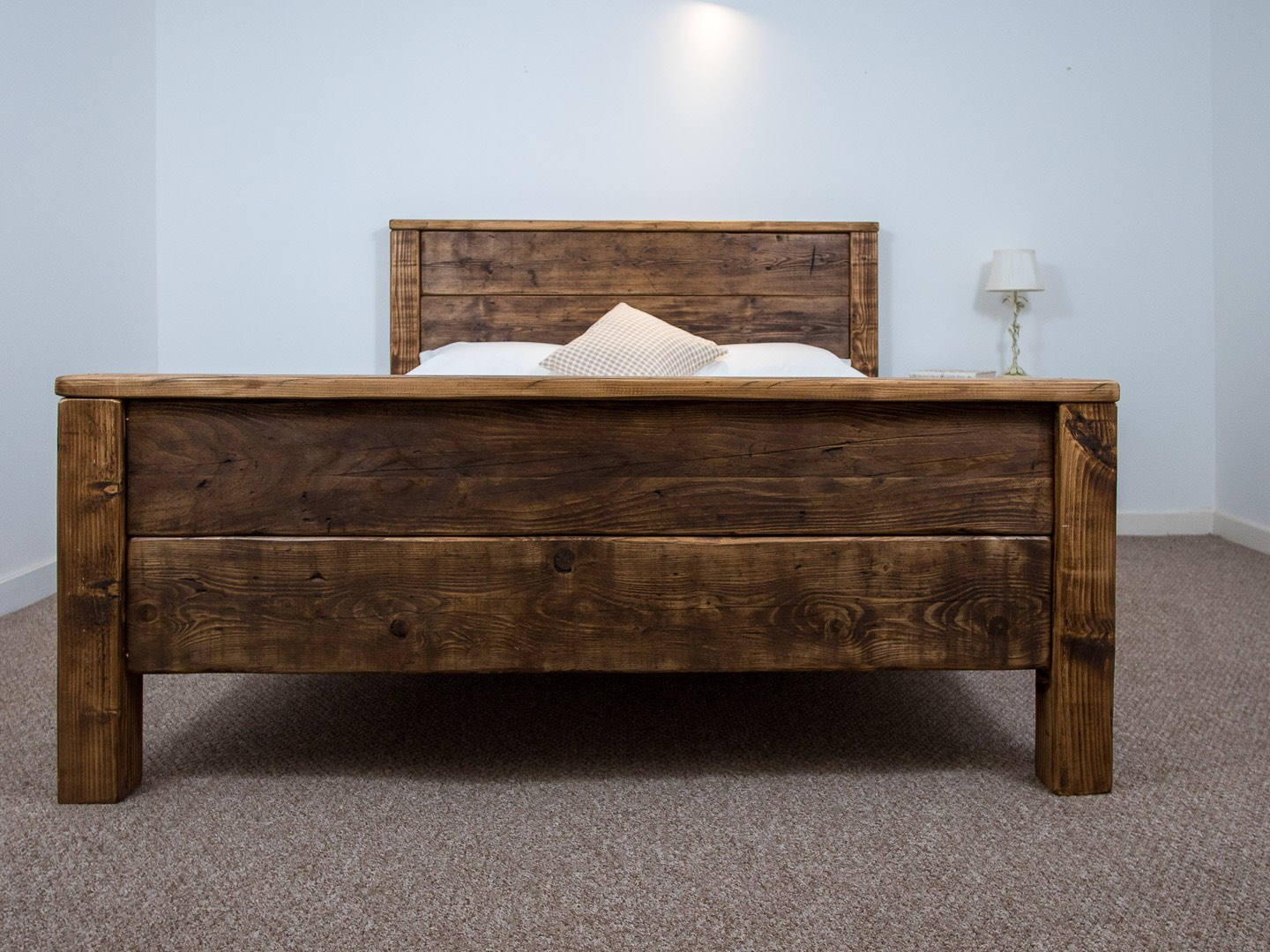 The York Bed Frame Chunky Reclaimed Pine Wood With Footboard All Sizes ...