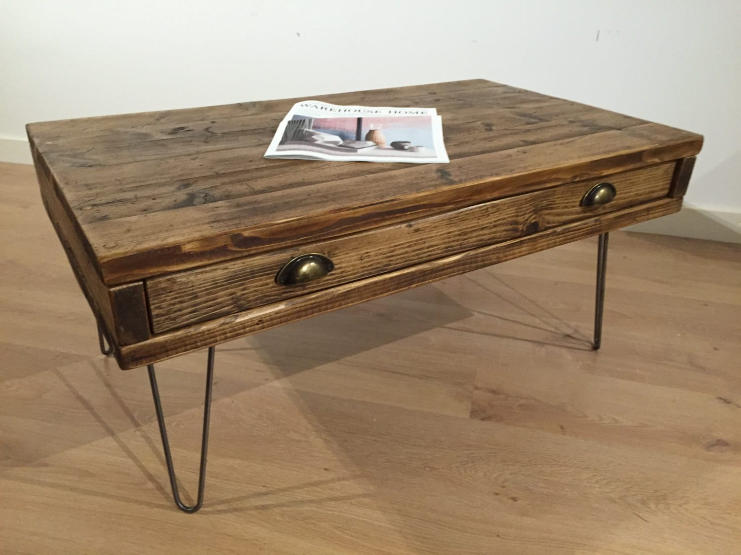 Reclaimed Pine Rustic Box Coffee Table With Drawer Solid Wood | Etsy UK