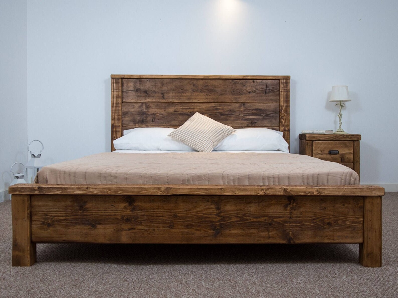 The York Bed Frame Chunky Reclaimed Pine Wood With Loft End Footboard ...