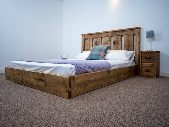 The Windsor Platform Bed Frame Chunky Reclaimed Pine Wood All Sizes Available FREE UK DELIVERY Etsy UK
