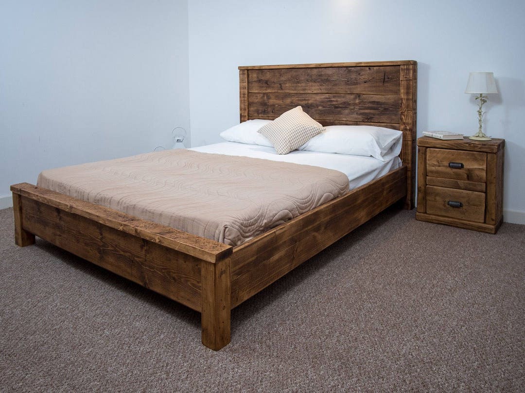 The York Bed Frame Chunky Reclaimed Pine Wood With Loft End Footboard ...