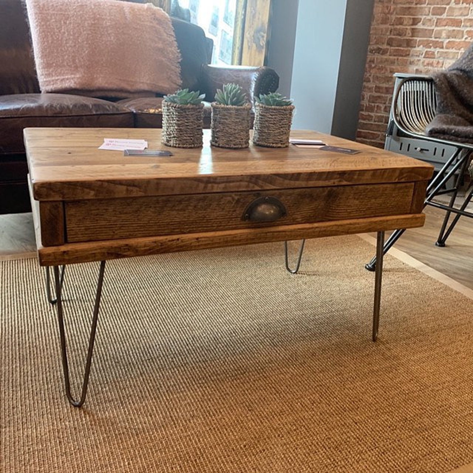 Reclaimed Pine Rustic Box Coffee Table With Drawer Solid Wood | Etsy UK