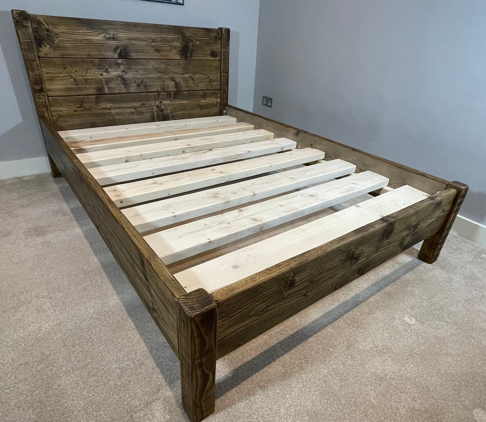 The Camden Reclaimed Bed Frame Chunky Solid Rustic Pine Wood - Etsy UK
