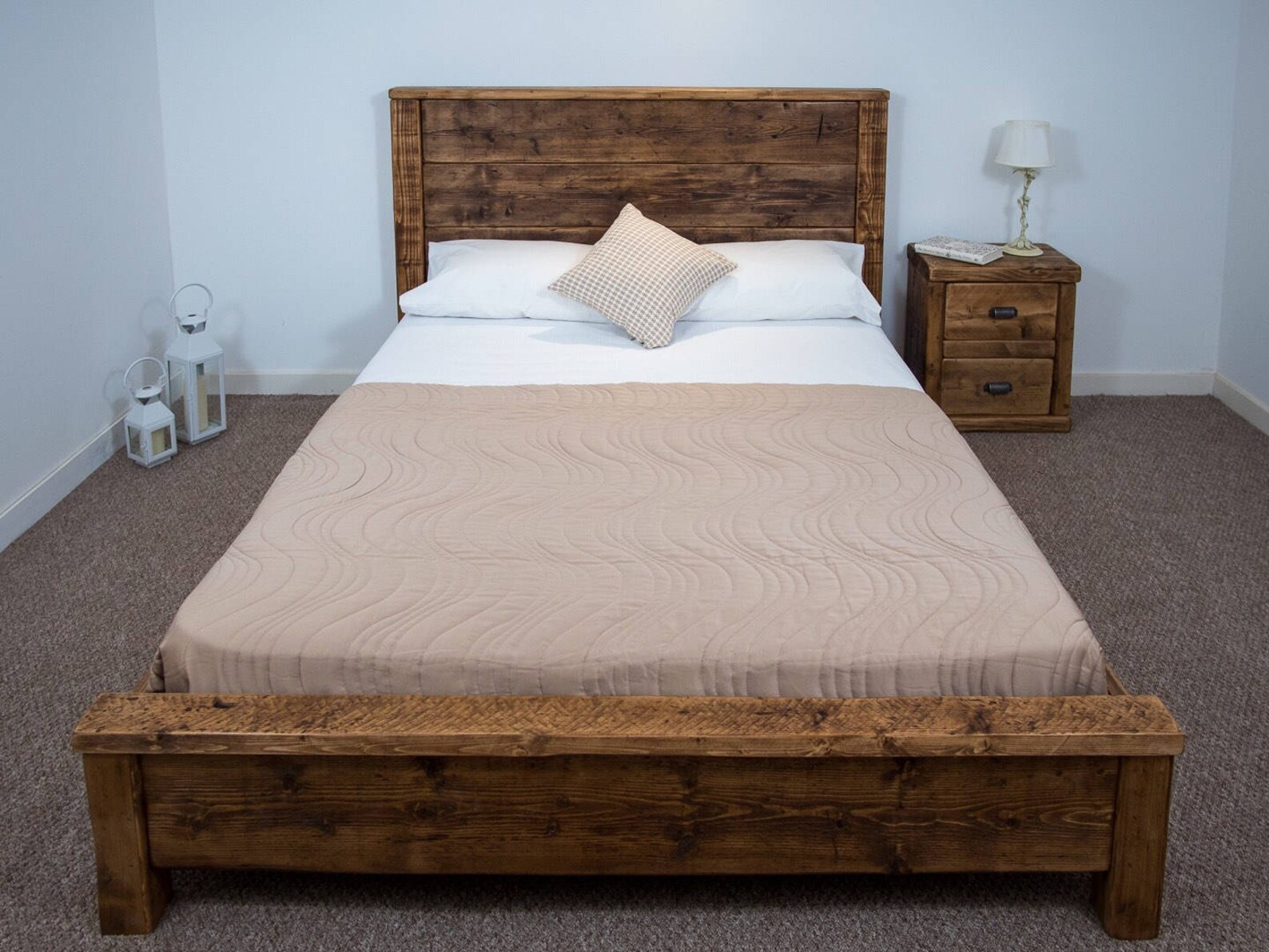 The York Bed Frame Chunky Reclaimed Pine Wood With Loft End Footboard ...