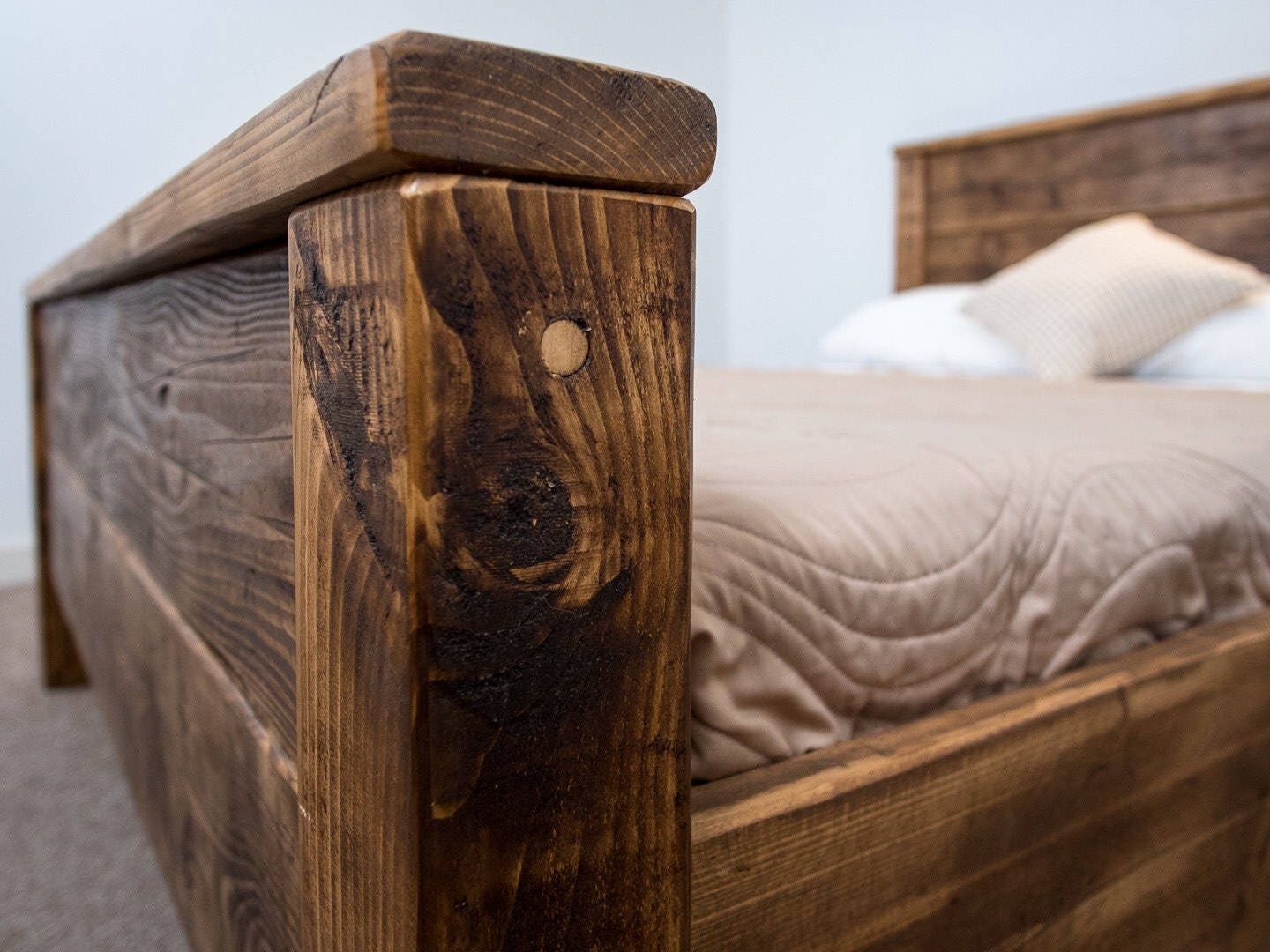 The York Bed Frame Chunky Reclaimed Pine Wood With Footboard All Sizes ...