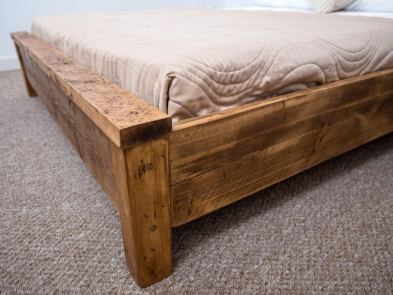 The York Bed Frame Chunky Reclaimed Pine Wood With Loft End Footboard ...