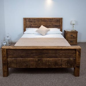 The York Bed Frame Chunky Reclaimed Pine Wood With Footboard All Sizes ...