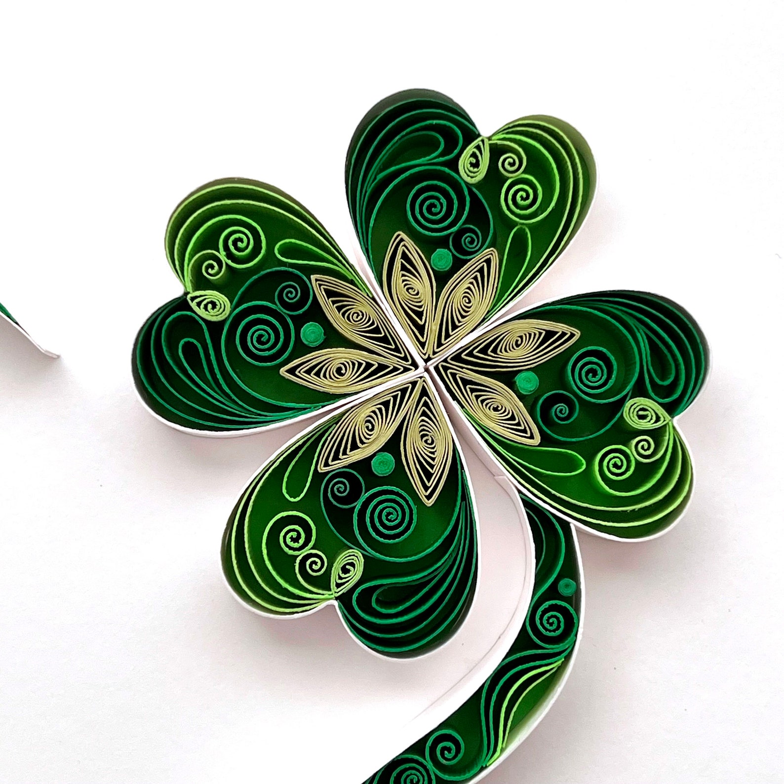St. Patrick's Day Quilling Art Decor Handcrafted Paper Quilled Clover Heart Irish Inspired St ...