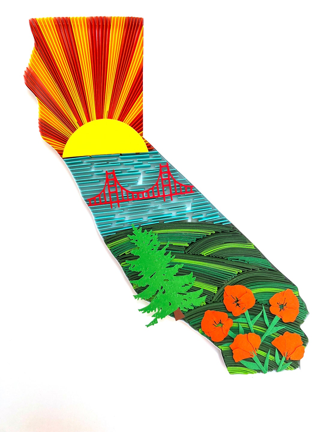 California Map Paper Quilling Art Work Custom Map Art Decor 3D Map Art ...