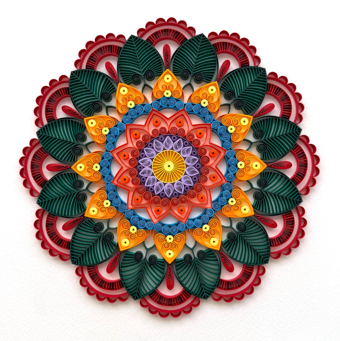 Colorful Mandala Art - Paper Quilled Mandala Art - Yoga Room Spiritual ...