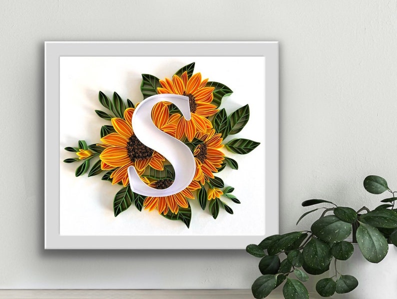Monogram "s" Paper Quilling Art – Sunflower Initial, Framed Artwork - Etsy