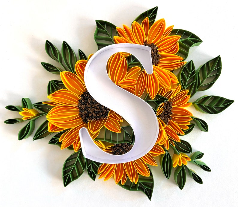 Monogram Initial Paper Quilling Art Work - Personalized Paper Quilled ...