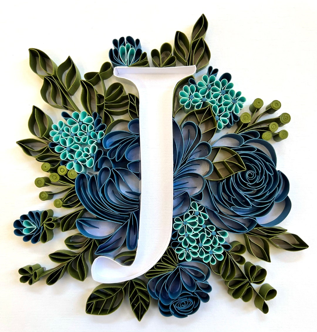 Initial J Paper Quilling Nursery Art Decor - Initial Art Gifts for ...