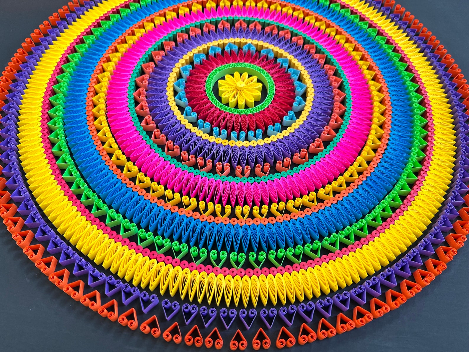 Multi-color Mandala Paper Quilling Art Original 3D Fine Art Decor ...