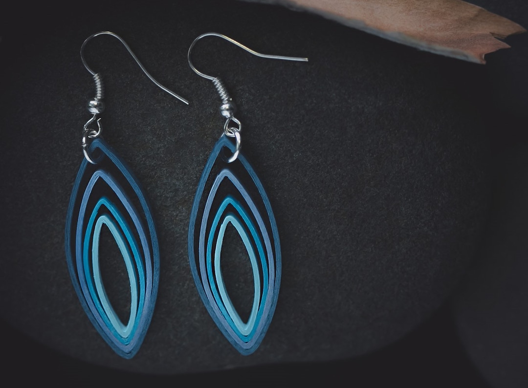 Sky Blue Tones Geometric Paper Quilling Earrings - Quilled Paper ...