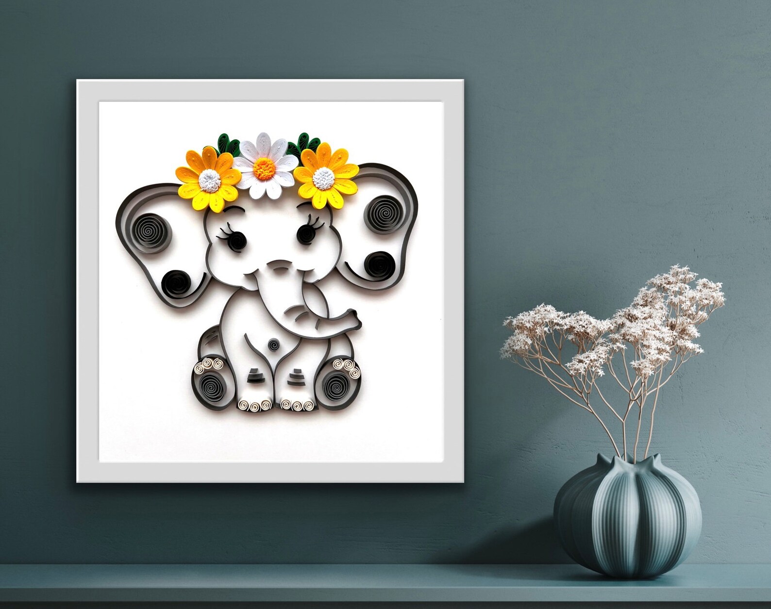 Baby Elephant Nursery Room Paper Quilling Art Decor 1st - Etsy