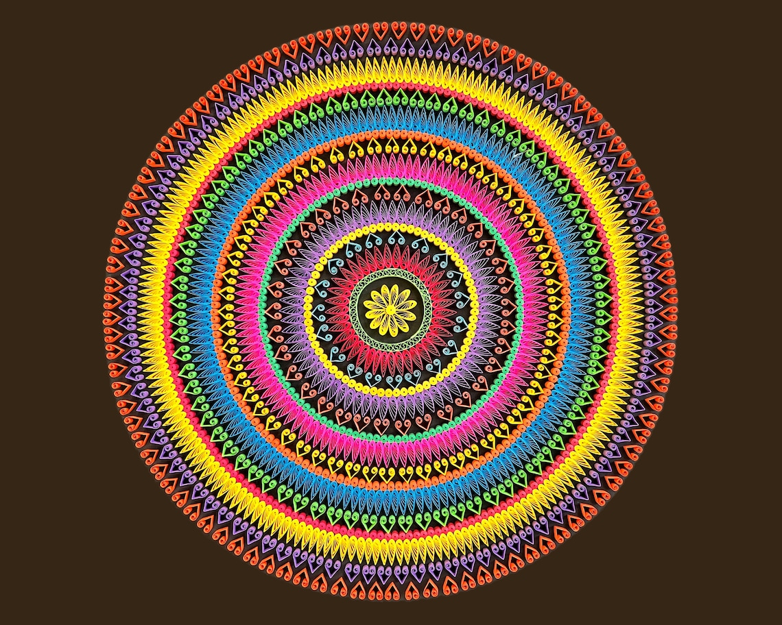 Multi-color Mandala Paper Quilling Art Original 3D Fine Art Decor ...