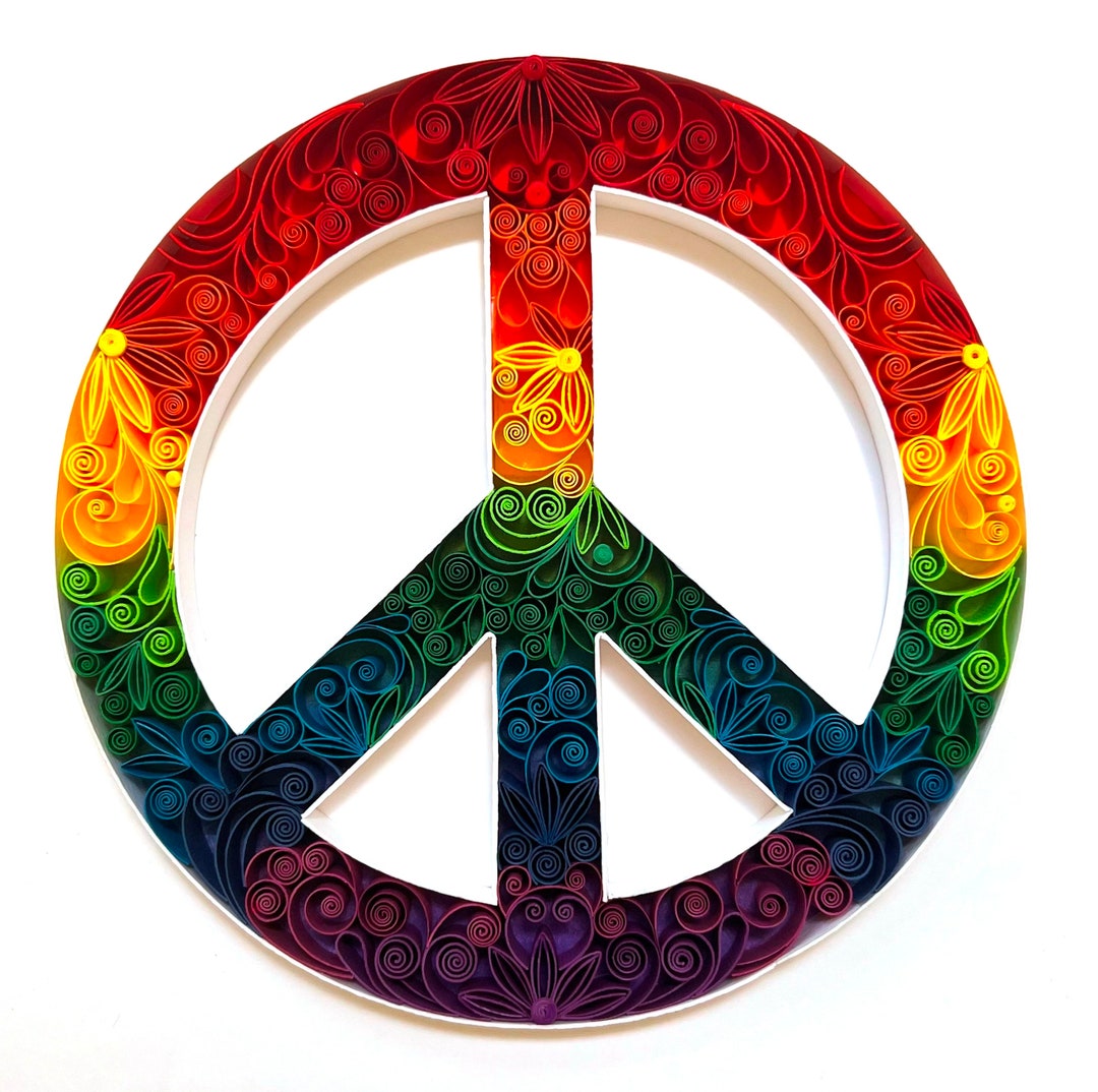 Peace Sign Paper Quilling Rainbow Art - Pride Month Peace Art Decor ...