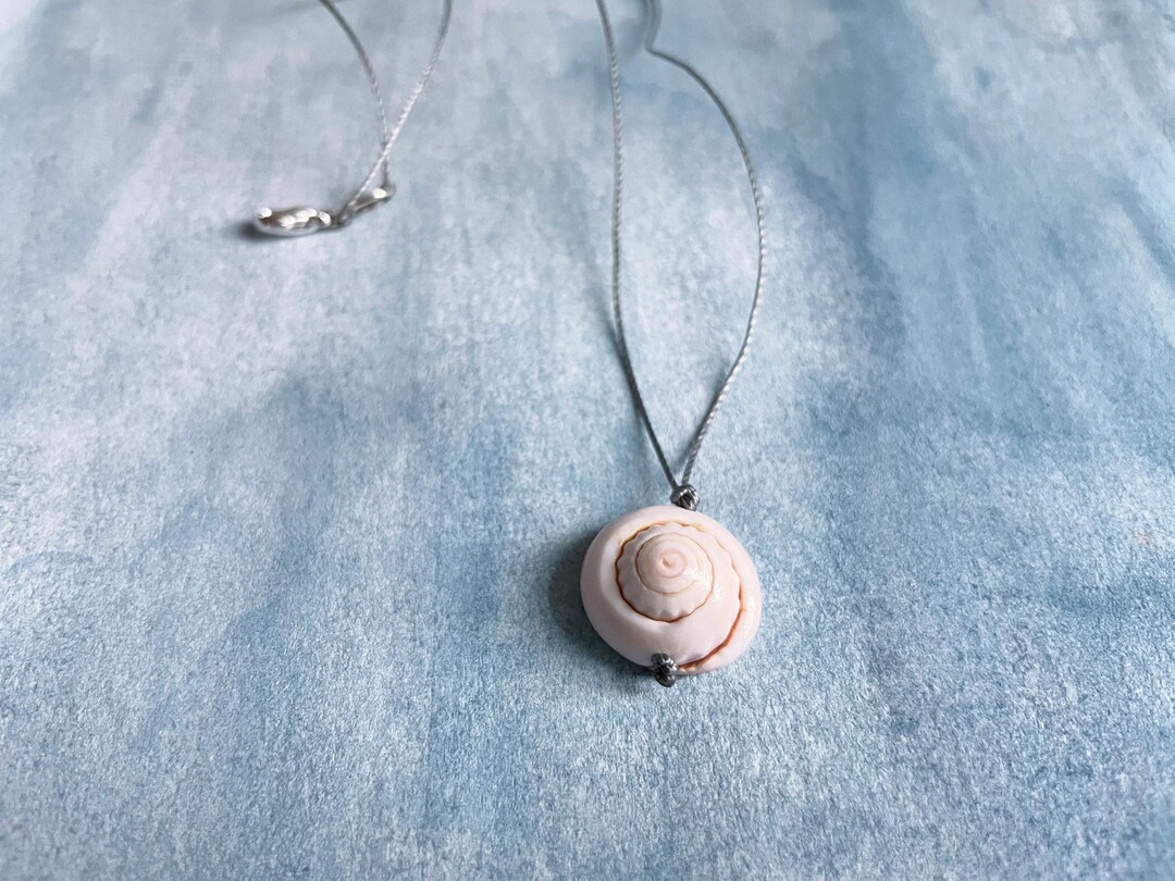 Spiral Shell Pendant Necklace - Shell Necklace - Beach Necklace - Cord ...