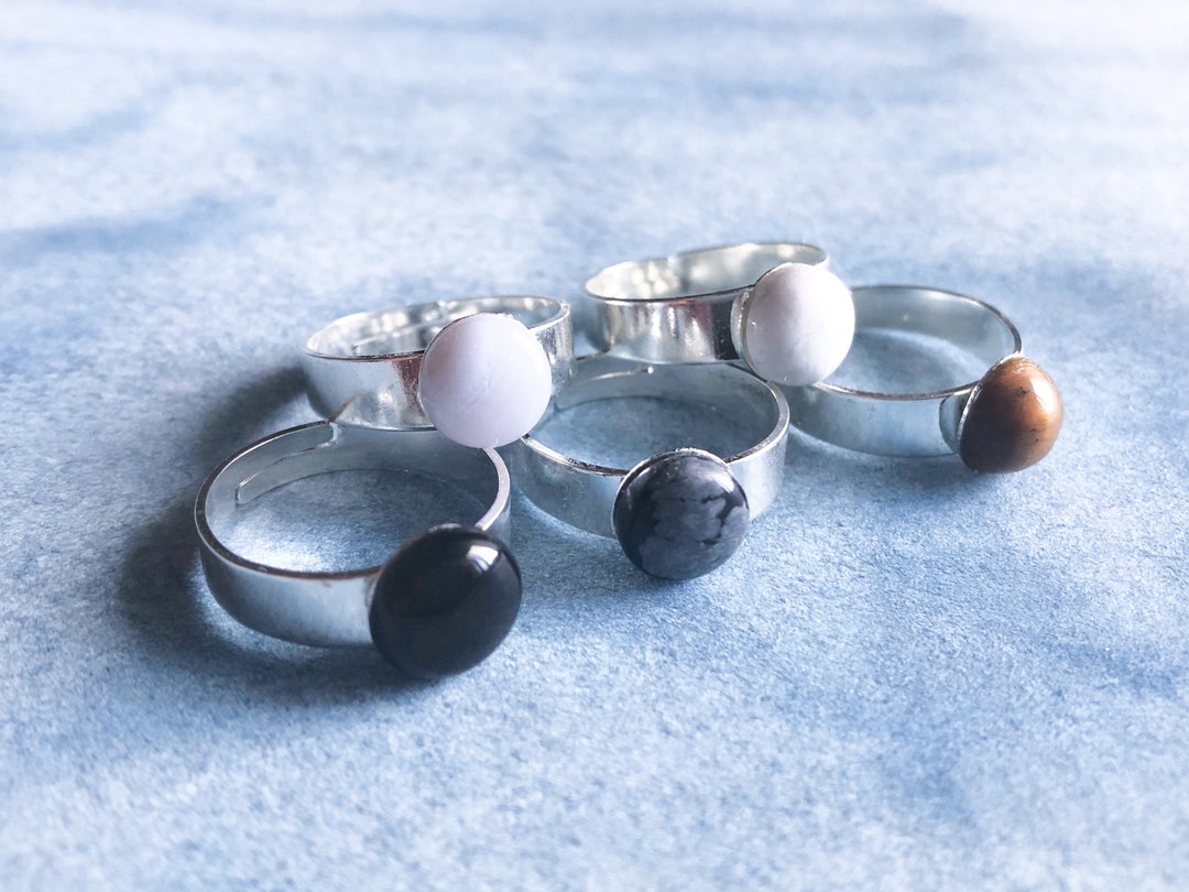 Adjustable Gemstone Cabochon Ring: Boho Beach Style - Etsy