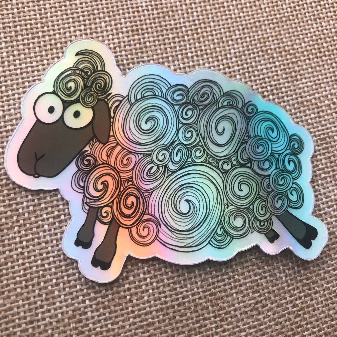Trippy Sheep- Holographic Die Cut Sticker -original Design - Etsy