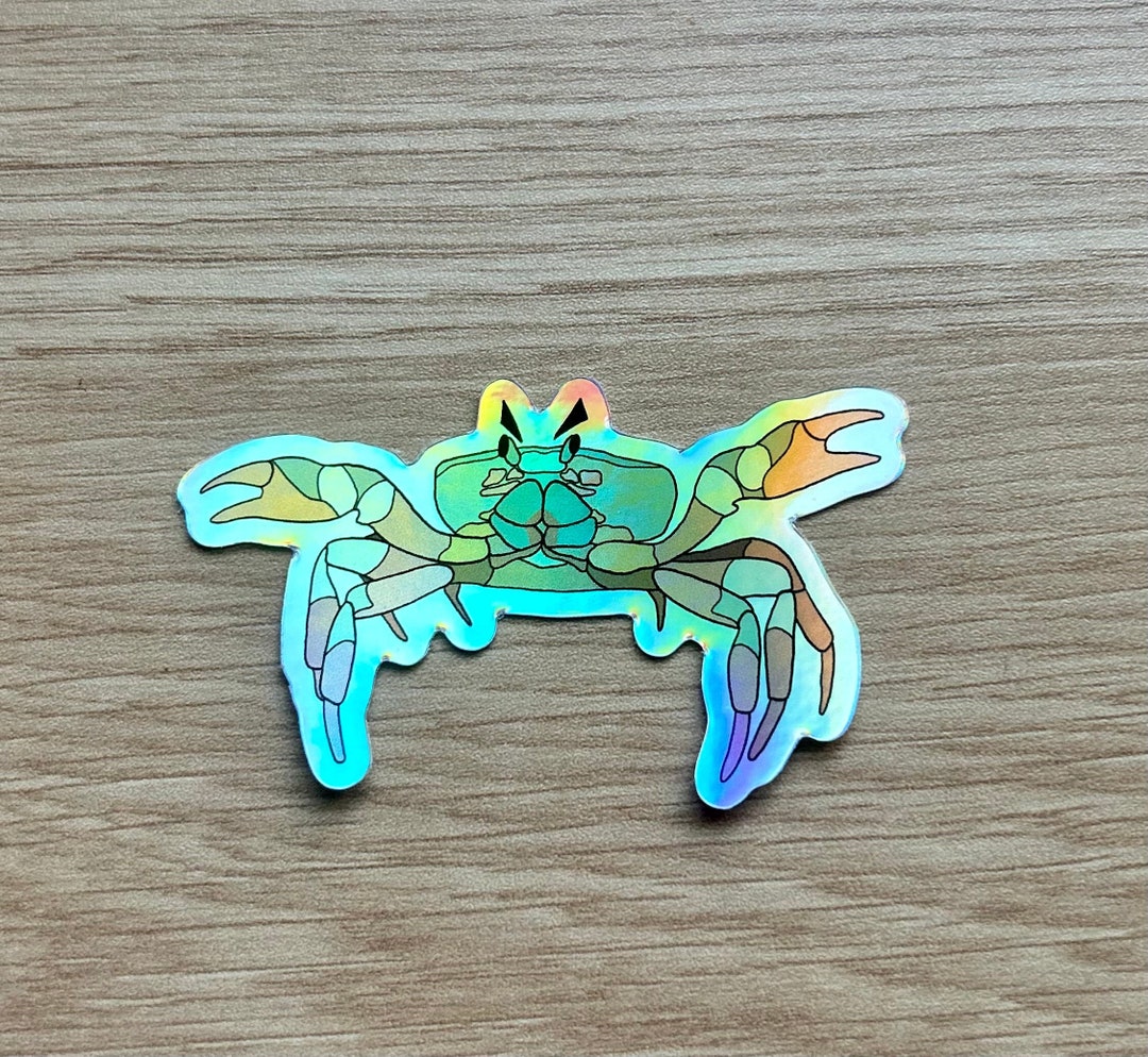 Crabby Crab- Holographic Sticker - Etsy