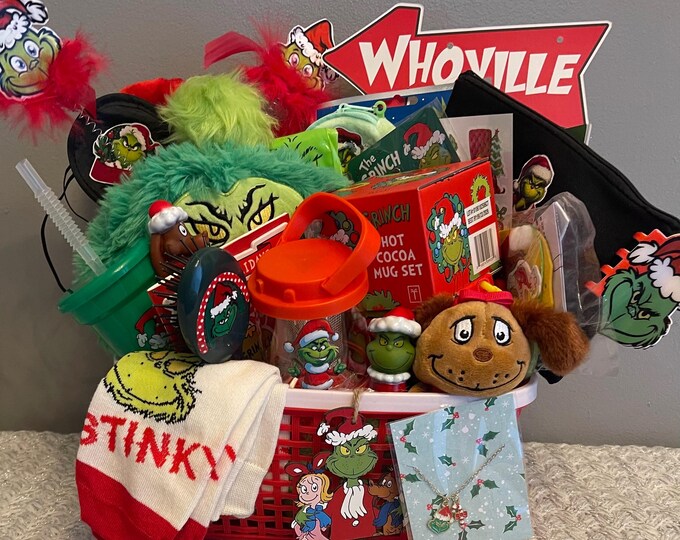 Grinch-inspired Holiday Gift Basket | Unique Seasonal Gift Set ...