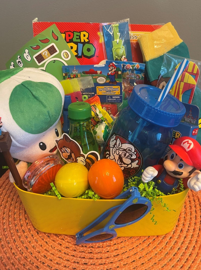 Super Mario Easter Basket Gift Set - Mario Plush, Toys, Candy & More ...